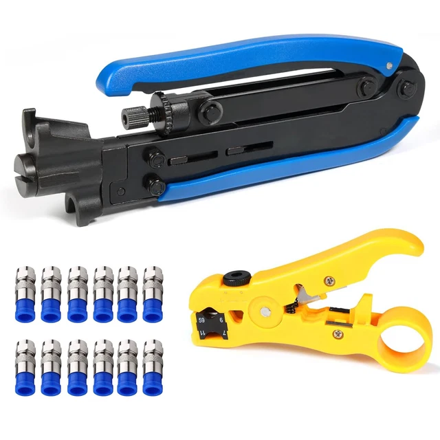 KOMPRESSIONSZANGE SET CRIMPZANGE Abisolierwerkzeug Koaxialkabel Werkzeug Cable EUR 20,99 ...