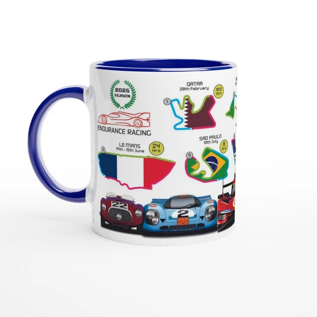 2025 WEC ENDURANCE Racing Circuit Calendar Mug with Country Flags £17. ...
