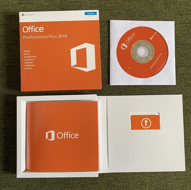 MICROSOFT OFFICE PROFESSIONAL plus 2016 32/64Bit DVD-Product Key Sealed ...