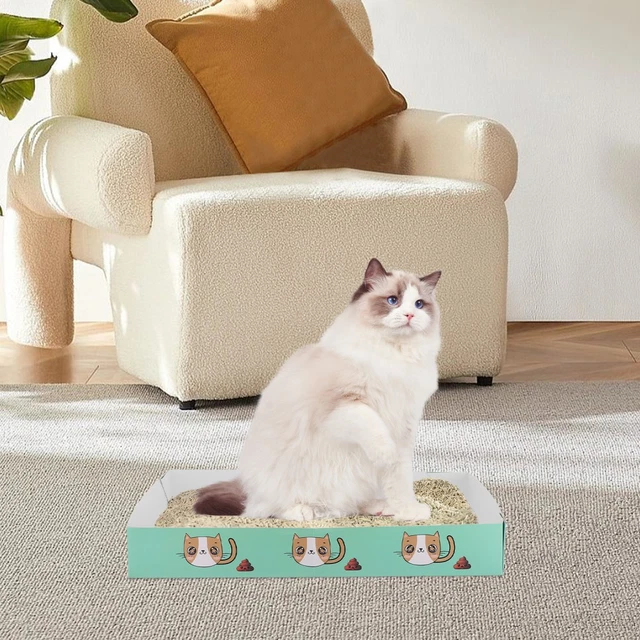 CAT TOILET LITTER Boxes Paper Cardboard Disposable for Cats Prefilled ...