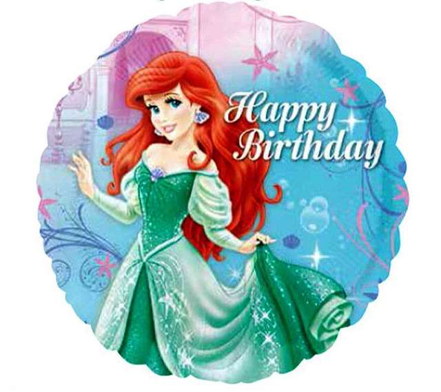 ARIEL THE LITTLE Mermaid Happy Birthday Party Foil Balloon 17″ Round ...