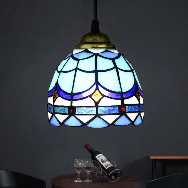 MULTI-COLOR CEILING PENDANT Light Fixture Stained Glass Hanging Lamp ...