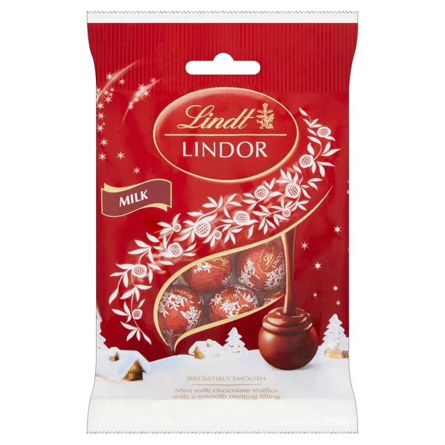 LINDOR CHRISTMAS MILK Chocolate Mini Truffles Bag – 80g – Smooth ...