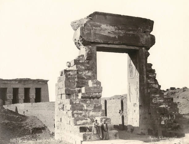 TRAJAN GATE AND Hathor's temple Dendera Egypt 1890 Historic Old Photo ...