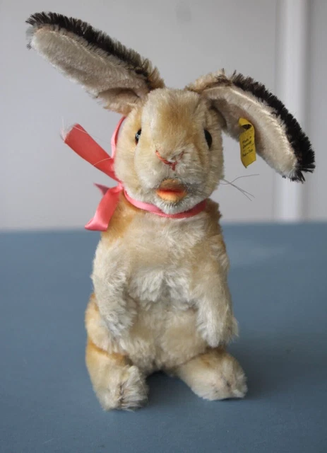 VINTAGE STEIFF EARLY Manni rabbit/hare with swivel head and open mouth ...