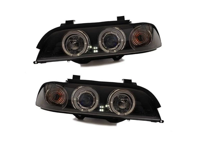 ANGEL EYES SCHEINWERFER Set Klarglas Schwarz Facelift Optik BMW 5er E39 95 00 EUR 259,95 ...