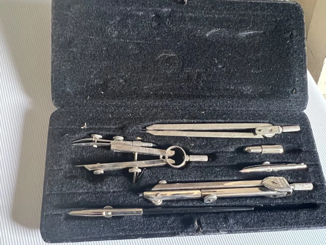 ANTIQUE DRAFTING INSTRUMENT Set, German Drawing Tools, Drafting Box ...