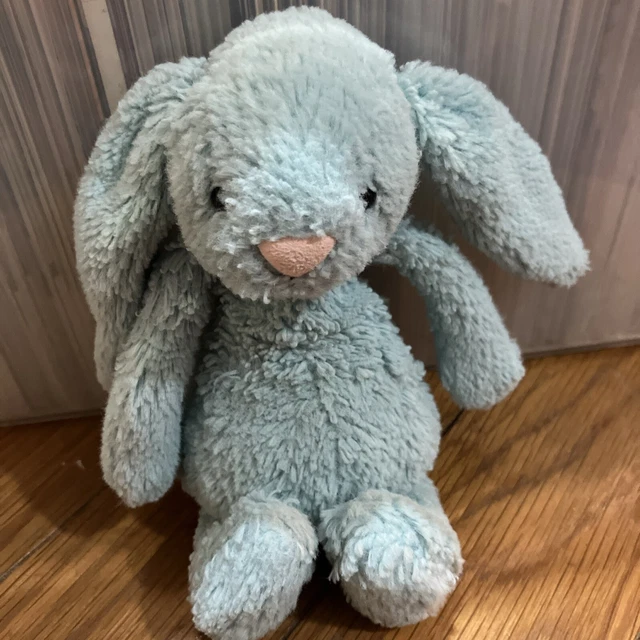 JELLYCAT SMALL BASHFUL Aqua Bunny Plush Bright Light Blue Bunny Rabbit ...