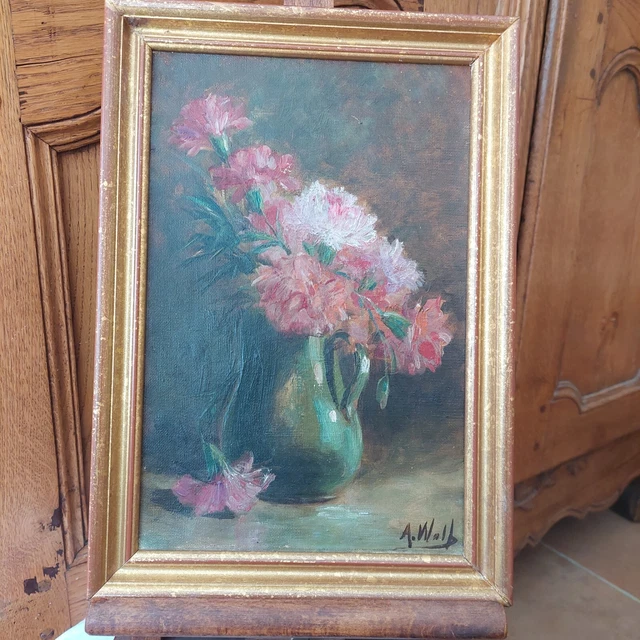 ANCIEN TABLEAU HUILE SUR TOILE BOUQUET DE FLEURS XIXème EUR 50,00 - PicClick FR