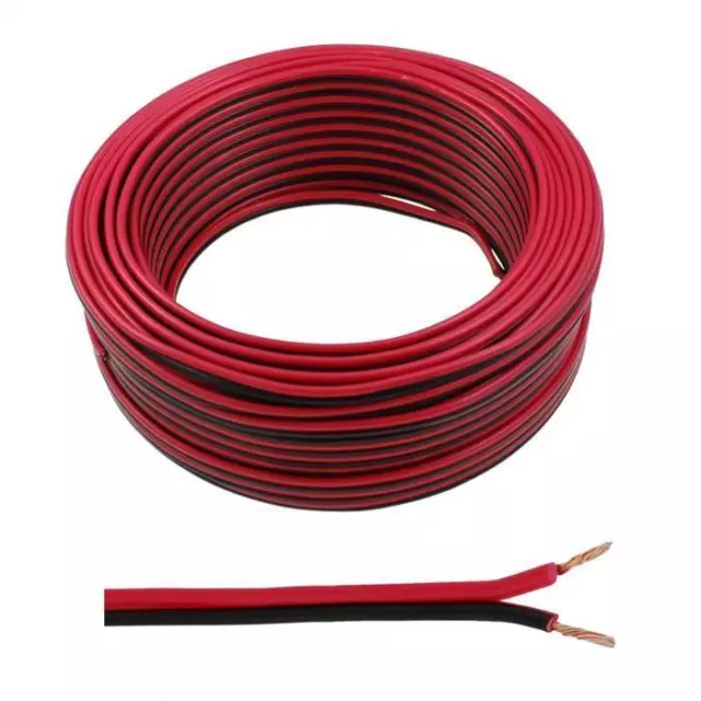 2 CORE RED And Black 12V 12 Volt Cable Amp Car Auto Boat Audio Speaker ...