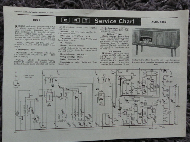 ALBA MODEL 9902 Stereo radiogram Service manual £8.00 - PicClick UK