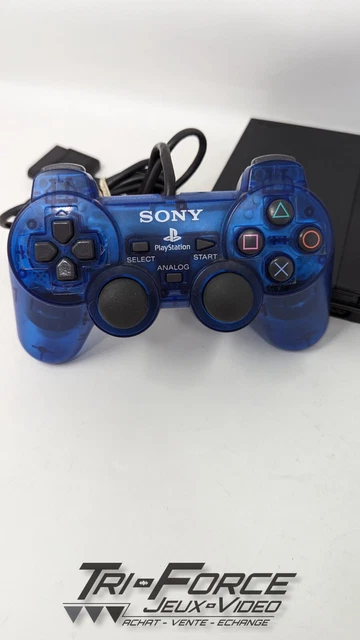 PLAYSTATION 2 PS2 Black Slim System Console W/ Clear Blue Controller ...
