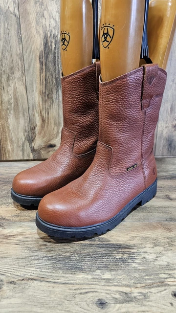 MEN'S SURVIVORS BROWN Leather Round Steel Toe Work Boots Size 9.5 £47. ...