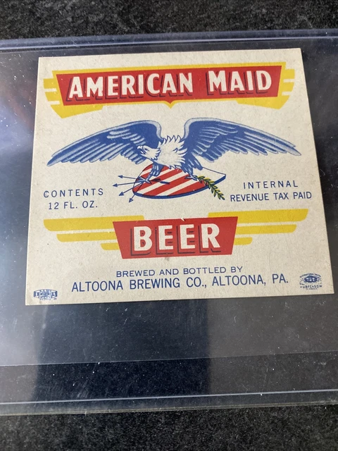VINTAGE AMERICAN MAID Beer Bottle Label ~ Altoona Brewing Co., PA £42. ...