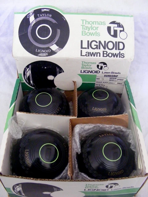 SET 4 THOMAS Taylor Lignoid Suregrip Lawn Bowls Size 3 £59.99 - PicClick UK