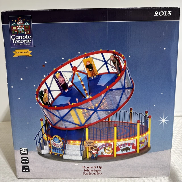 2013 LEMAX CAROLE Towne Collection Animated Round Up Ride 24483 WORKS ...