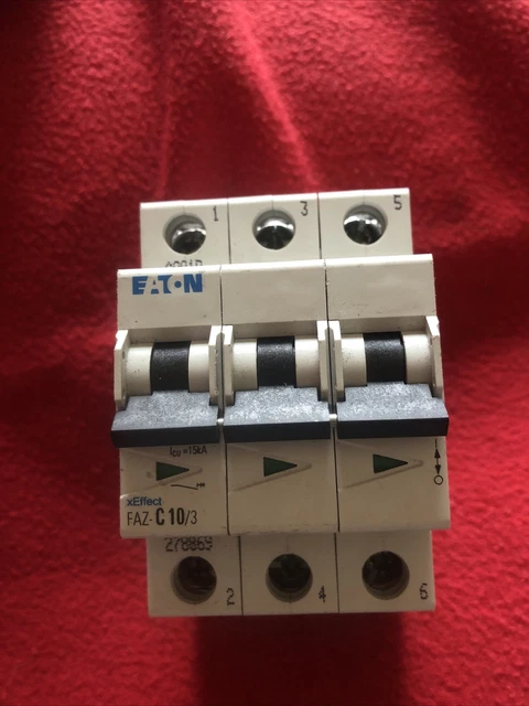 EATON 10A FAZ-C10/3 Type C Mcb 3 Pole £21.95 - PicClick UK