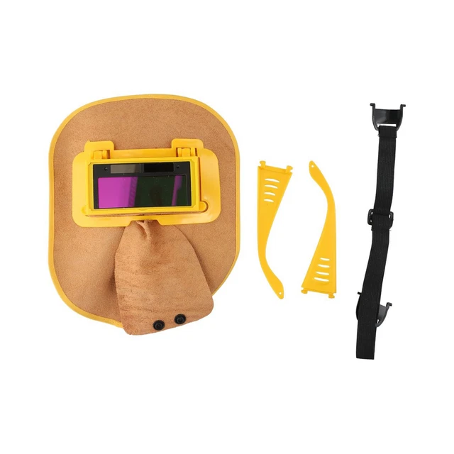 COMFORTABLE COWHIDE LEATHER Welding Mask Hidden Button Design for ...