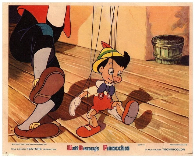 PINOCCHIO WALT DISNEY Animation 1940 carte de lobby originale ...
