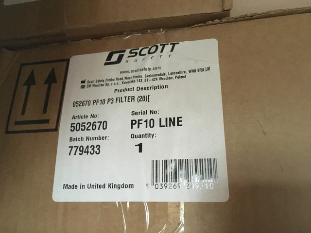 SCOTT PRO 2000 PF10 P3 Filters Box of 20 New & Sealed 3M 40mm thread 2030 expiry £124.95 ...