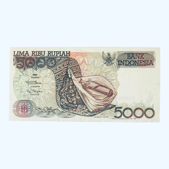 1992 BANK INDONESIA 5000 Old Rupiah Indonesian Banknote Asia Volcano ...