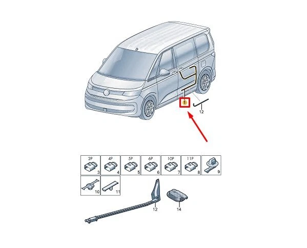 VW MULTIVAN T7 ST Left Sliding Door Wiring Set 7T0971691DQ NEW GENUINE ...