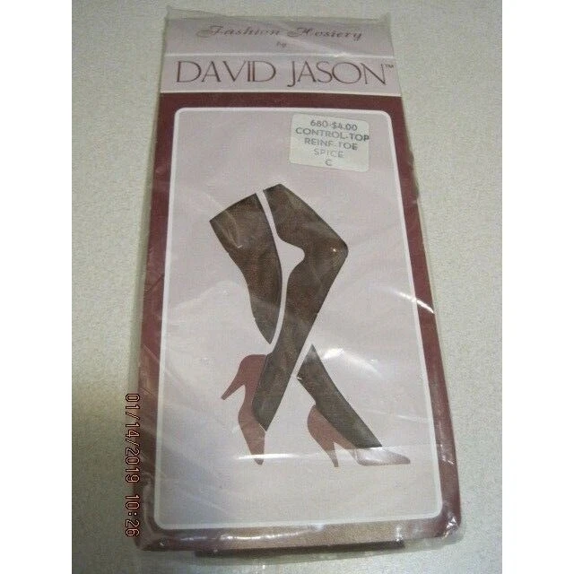 RARE VINTAGE PANTYHOSE DAVID JASON Spice Size C SEALED Hosiery $13.00 ...