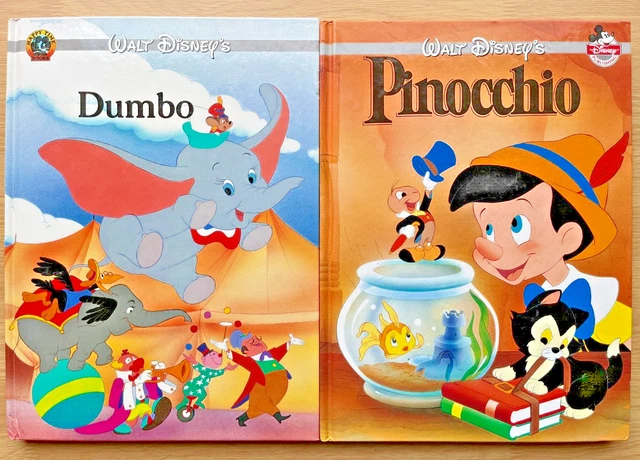 2X VINTAGE WALT Disney Dumbo & Pinocchio Happy Times Big Hardcover ...