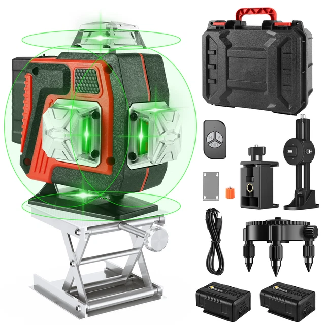 LASER LEVEL ROT 4D 16 Line 360° Wasserwaage Kreuzlinienlaser ...