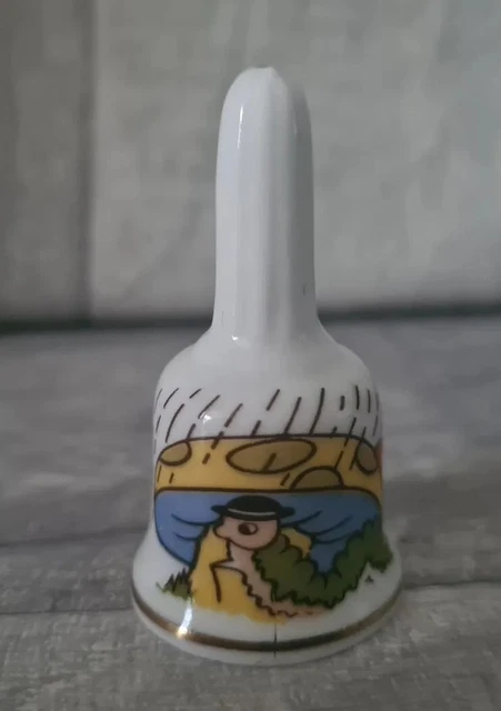 VINTAGE ALICE WONDERLAND Caterpillar Mushroom Mini Ceramic Bell Fine ...