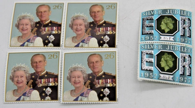 QUEEN ELIZABETH II and Prince Philip Stamps, 1997 x4 & Silver Jubilee ...
