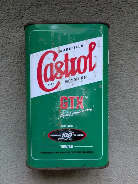 RARE VINTAGE CASTROL Gtx Centenary Oil Can, 1 Litre £11.12 - PicClick UK