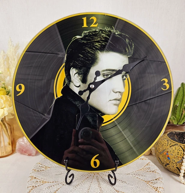 VINTAGE GLASS ELVIS Presley On Vinly Record Quartz Clock $38.00 ...