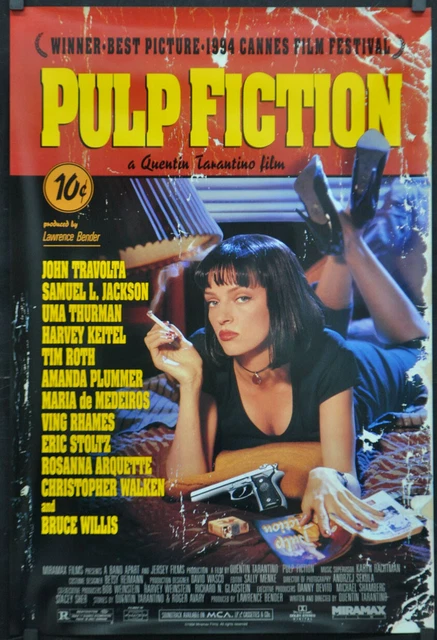 PULP FICTION 1994 ORIGINAL 27X40 NR MINT MOVIE POSTER JOHN TRAVOLTA UMA ...