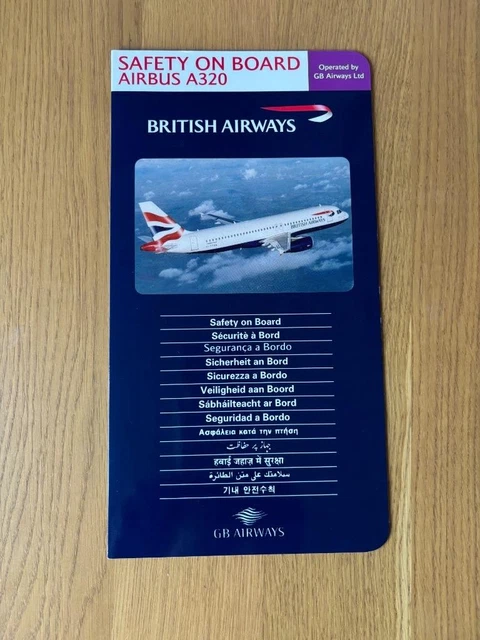 BRITISH AIRWAYS (OPERATED By Gb Airways) Airbus A320 Safety Card £3.31 ...