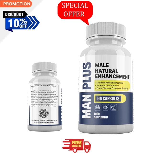 MAN PLUS - Male Natural Enhancement - ( 1X60 Capsules) - 1 Month Supply ...