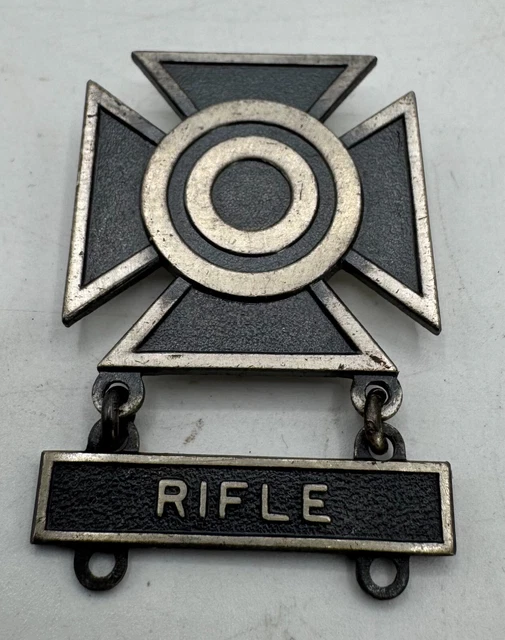 WW2 ERA US Army Marksmanship Sharpshooter Badge Rifle Bar Sterling ...