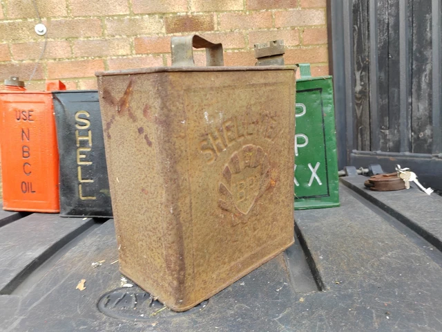 VINTAGE 2 GALLON Petrol Jerry Can With Cap Shell Mex Bp Ltd £35.00 ...