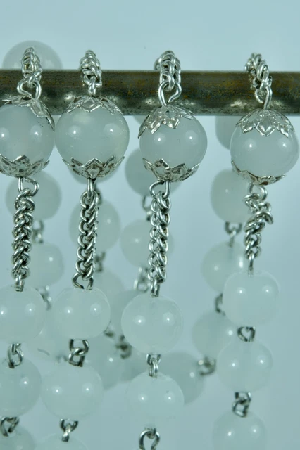 DELICATE OPALINE GLASS& Silver Antique French Hand Rosary 19THc Silver ...