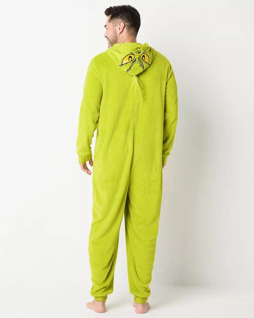 THE GRINCH UNION Suit Men's Merry Grinchmas Zip Up Plush Hooded ...