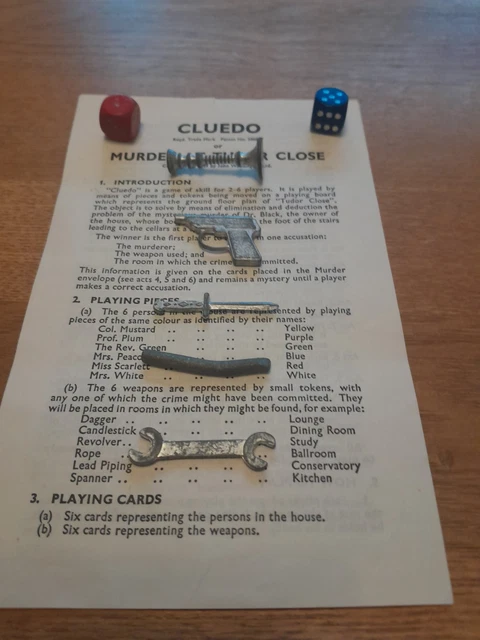 VINTAGE CLUEDO METAL Murder Weapons By John Waddington £5.92 - PicClick UK