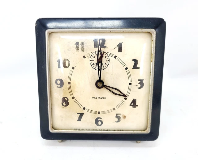 WESTCLOX 1930S BIG Ben Clock Winder Alarm Square Art Deco La Salle USA ...