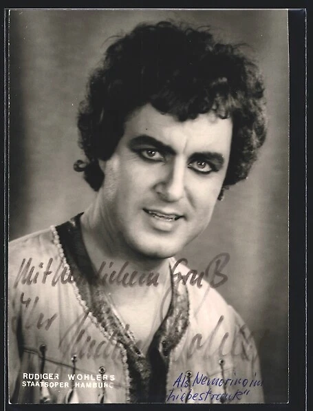 POSTCARD OPERA SINGER Rüdiger Wohlers with makeup eyes, with original ...