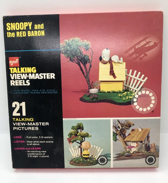 SNOOPY AND THE Red Baron CHARLIE BROWN GAF 3 bobines Talking Viewmaster ...