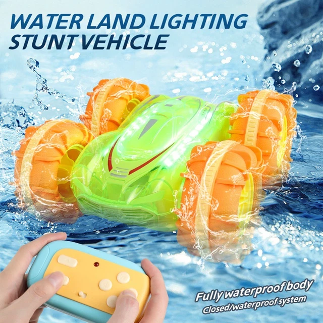 2.4G RC STUNT Car Transparent Light Amphibious Vehicle Sided Stunt RC ...