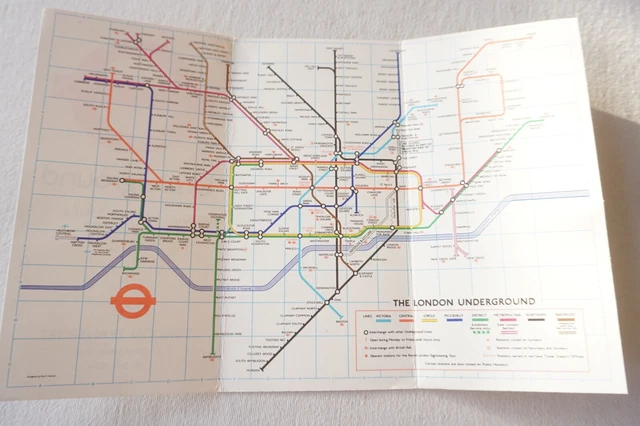 1975 NO. 2 London Transport Underground Map Diagram of Lines Tube Ref 1 ...