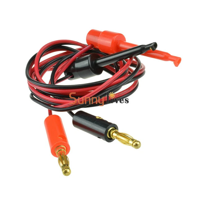 TEST HOOK CLIPS Probe To 4mm Banana Plug for Multimeter Test Lead Cable ...