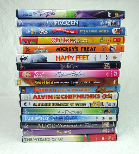 LOT OF 17 Kids/Family DVDs Frozen, Garfield, Happy Feet, Encanto Etc ...