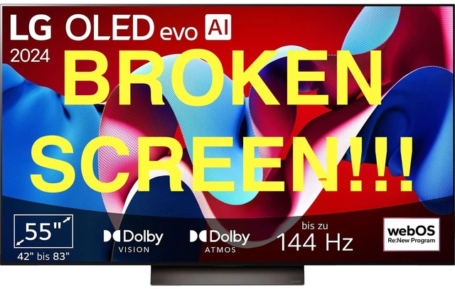 LG OLED55C44LA 55” (2024) Smart 4K Ultra HD HDR OLED TV with “BROKEN ...