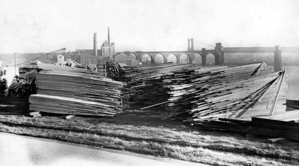 MILL WORKS WITH The Widnes-Runcorn Transporter Bridge 1958 Old Photo $9 ...
